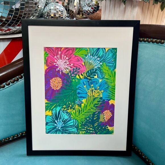 Art | Vivid Modern Neon Fluorescent Hand Paintedjungle Flowers Acrylic ...